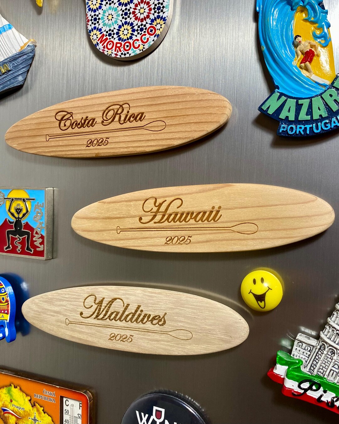 Handmade Wooden SUP Board Fridge Magnet With Engraved Travel ...
