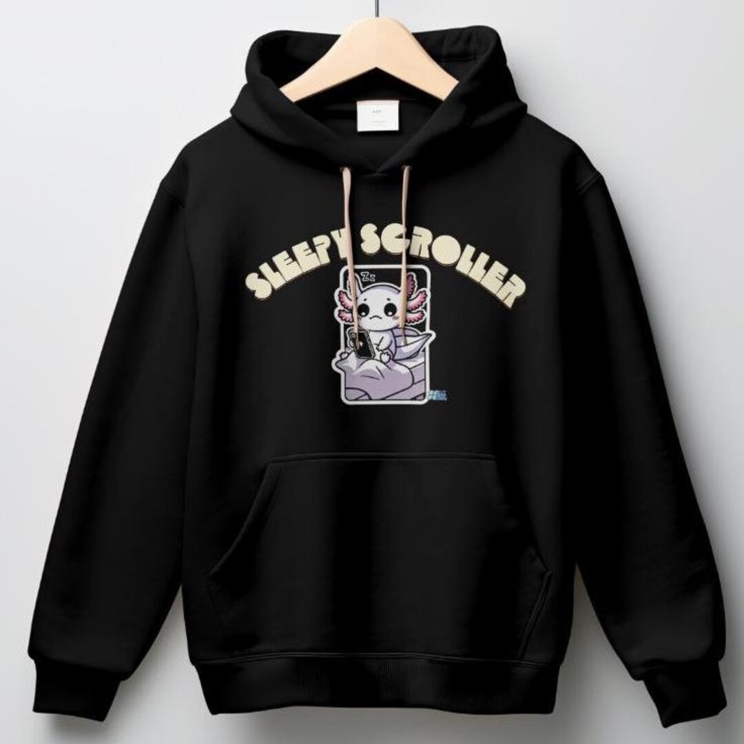 Axolotl Sleepy Scroller Hoodie, Cute & Cozy Animal Lover Gift, Kawaii ...