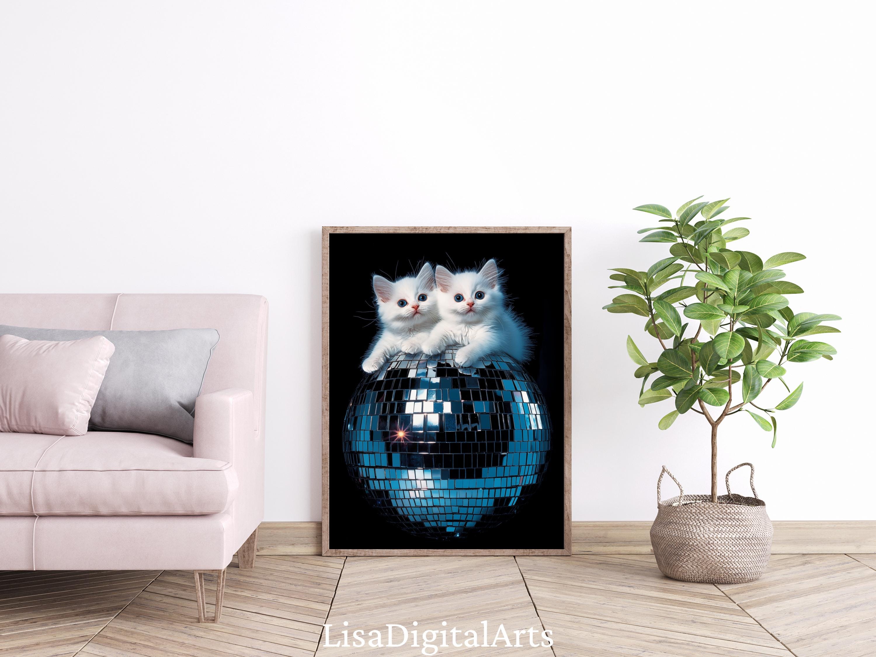Kitten Disco Ball Print – Cat Lover Wall Art (digital Download) - Etsy