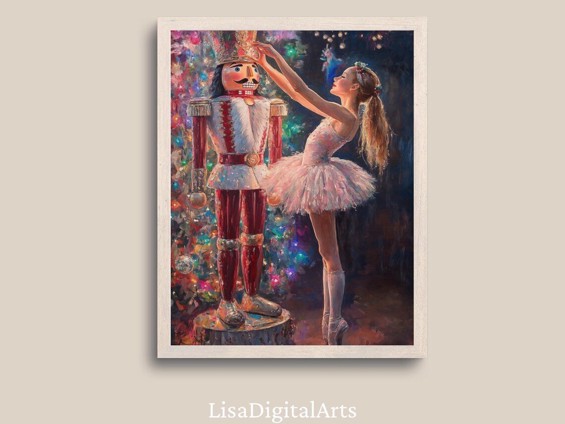 Nutcracker Ballet Christmas Art Print, Elegant Ballerina Holiday ...