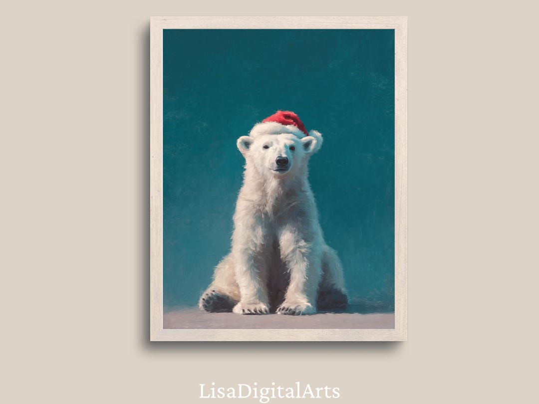 Polar Bear Christmas Art | Winter Animal Print - Etsy