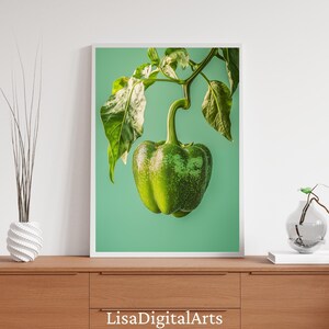Disco Mosaic Green Bell Pepper Printable Wall Art – Modern Kitchen ...