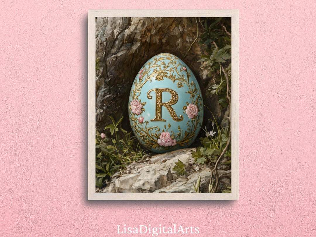 Easter Egg Print | Custom Letter R Art, Personalized Wall Decor, Fun ...