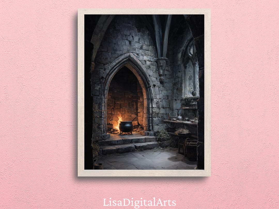 Medieval Witch Kitchen Cauldron | Gothic Castle Wall Art | Dark ...
