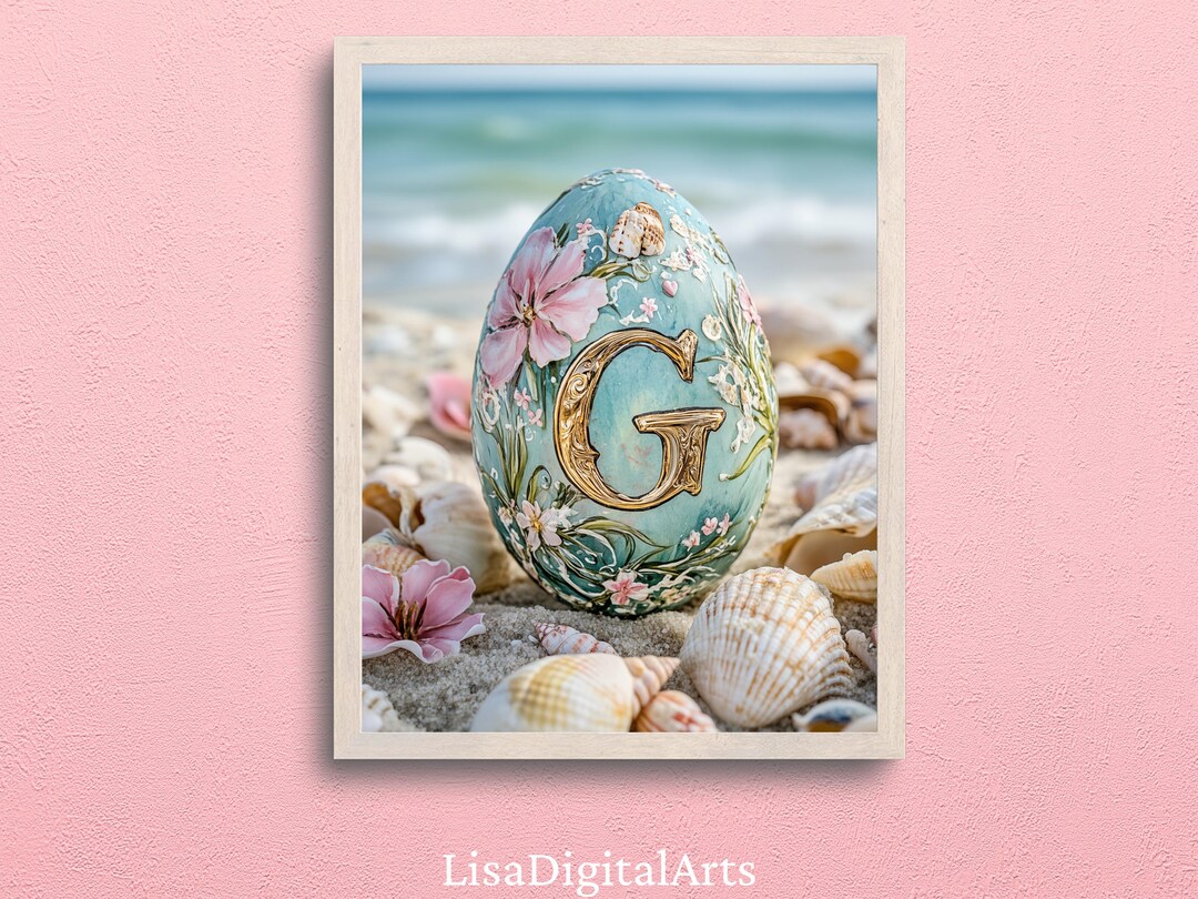 Letter G Easter Egg Art Print | Floral Monogram (digital Download) - Etsy