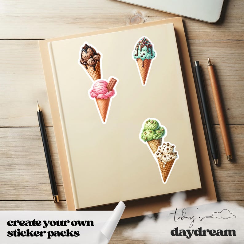 Watercolour Ice Cream Cones Clipart: PNG Graphics, Commercial Use ...