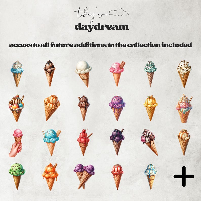 Watercolour Ice Cream Cones Clipart: PNG Graphics, Commercial Use ...