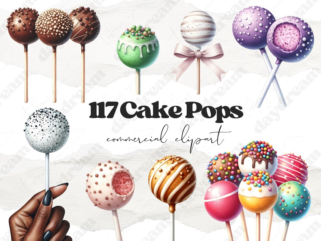 Watercolour Cake Pops Clipart, 300 DPI, Commercial Use (digital ...