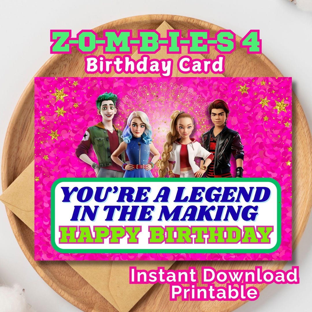 Zombies 4 Birthday Card Printable (digital Download), Zombies Happy ...