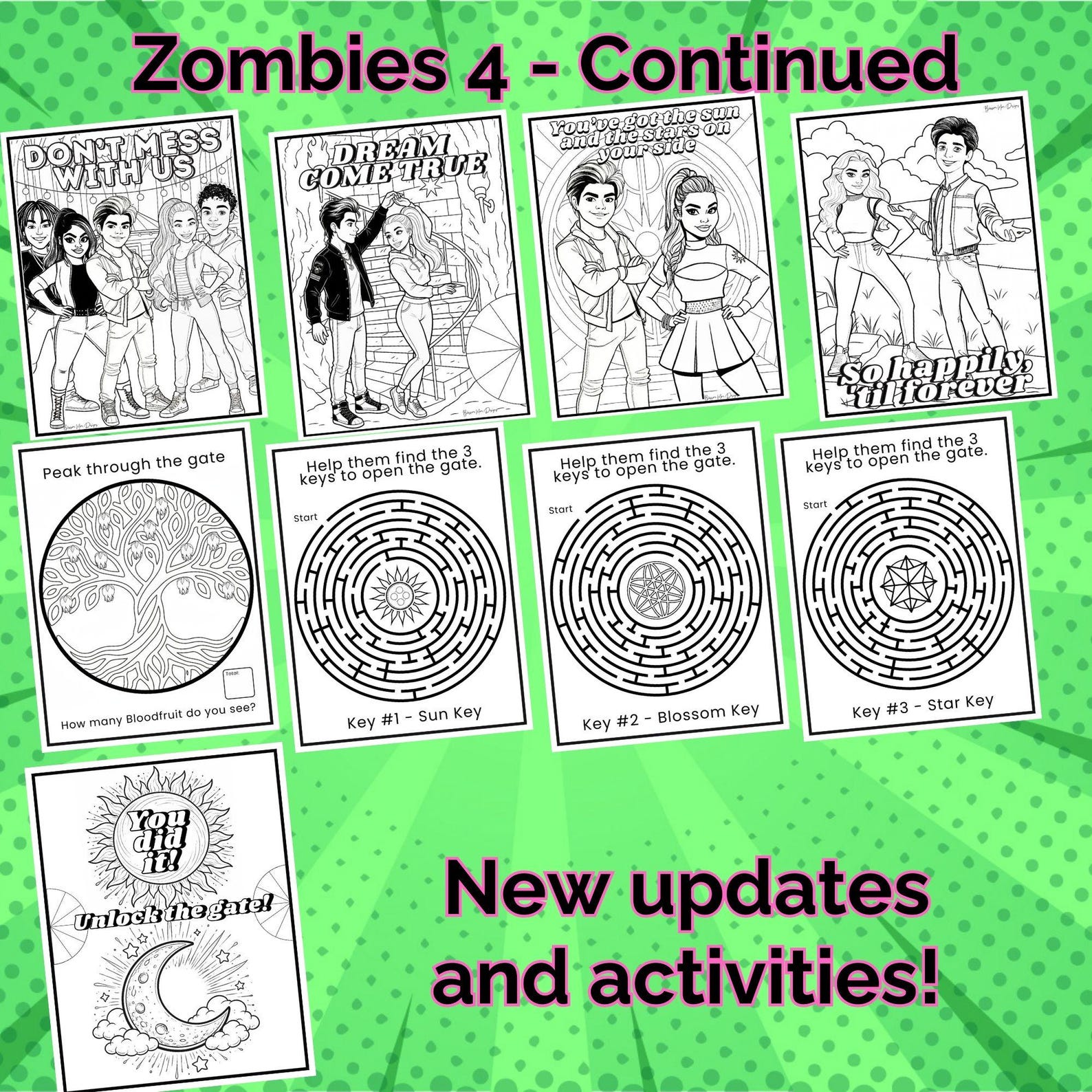 Disney Zombies 1,2,3,4 Coloring Pages - Zombies Printable Color Book 82 ...