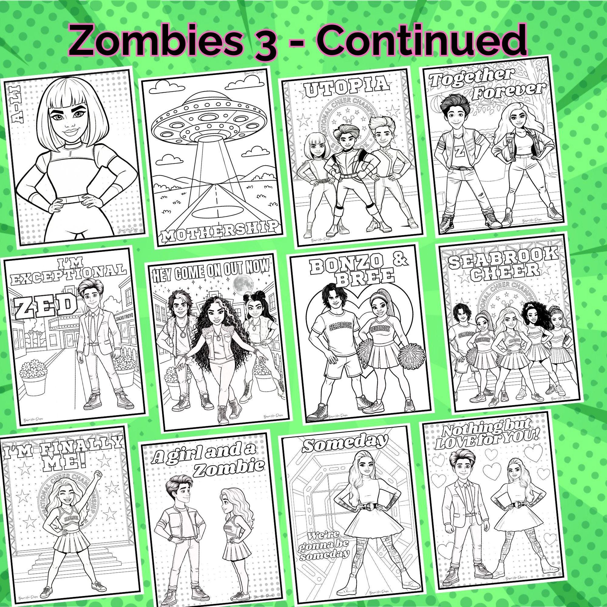 Disney Zombies 1,2,3,4 Coloring Pages - Zombies Printable Color Book 82 ...