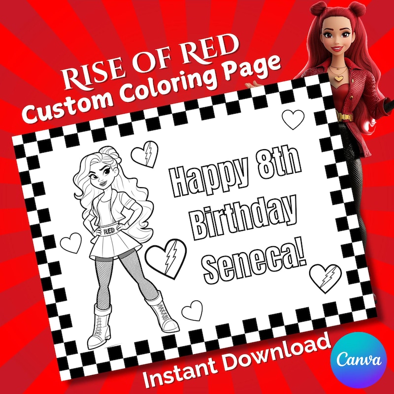 Descendants Rise of Red Coloring Pages - Etsy