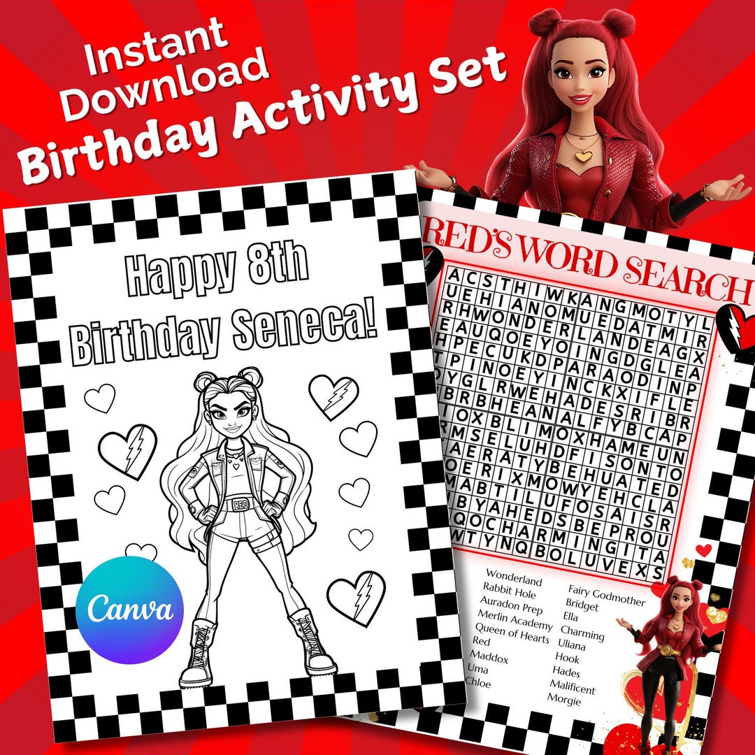 Rise of Red Party, Custom Coloring Page, Descendants Customizable ...