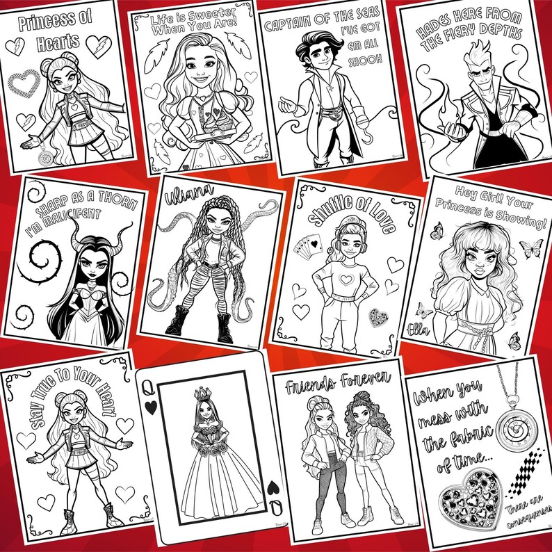 Rise of Red Coloring Pages, Descendants 4 Color Sheets, Kids Party ...