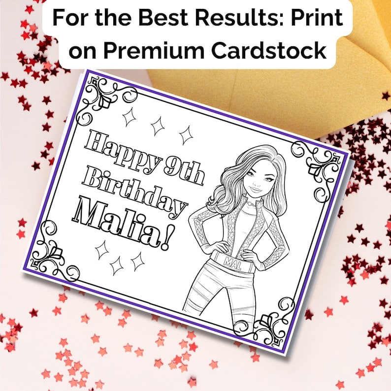 Mal Descendants Coloring Page, Custom Color Sheet, Editable Canva ...