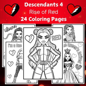 Descendants Rise of Red Coloring Pages - Etsy
