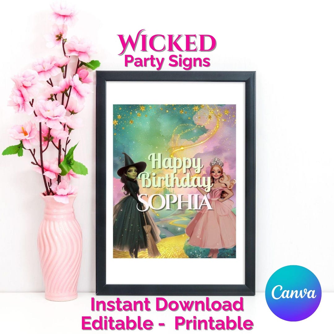 Wicked for Good Printable Party Signs, Wicked Birthday Decoration With ...
