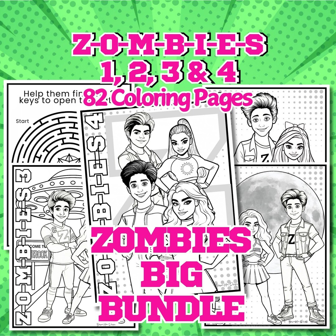 Disney Zombies 1,2,3,4 Coloring Pages - Zombies Printable Color Book 82 ...