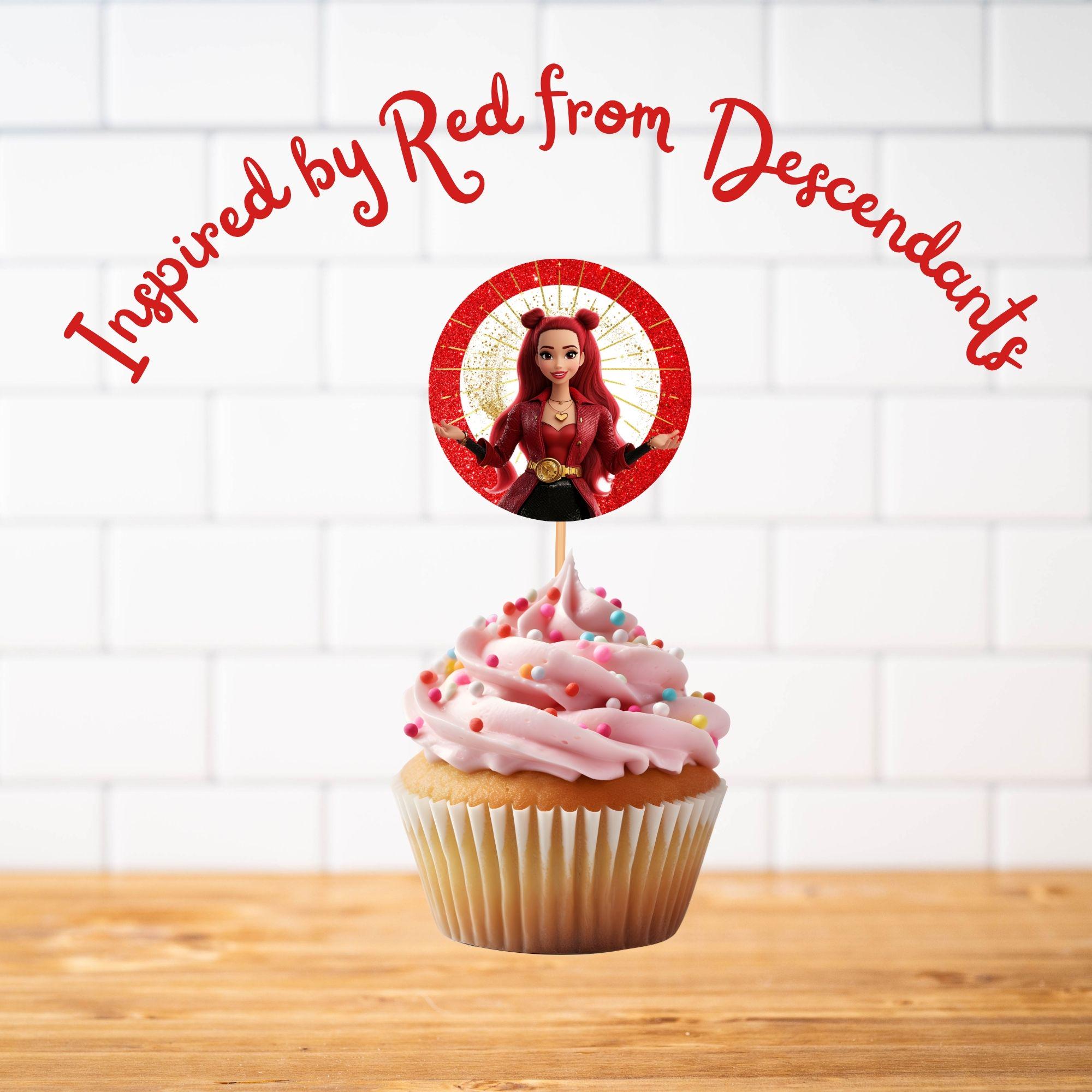 RED Printable Cupcake Toppers, Descendants 4 Rise of Red, Wicked ...