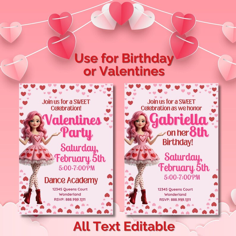 Bridget Descendants 4 Rise of Red Birthday Invite, Wonderland Queen of ...
