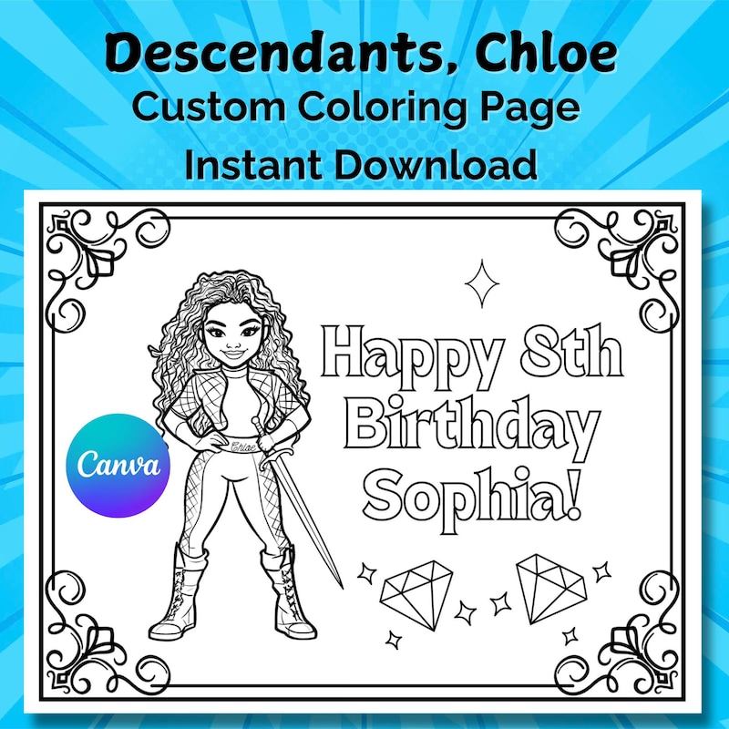 Descendants Rise of Red Coloring Pages - Etsy