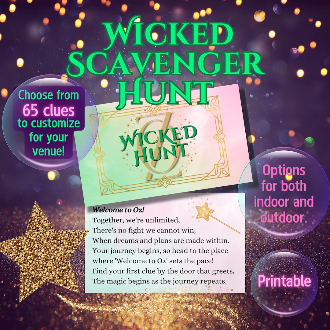 Wicked Scavenger Hunt Themed Birthday Activity, Oz Treasure Hunt ...