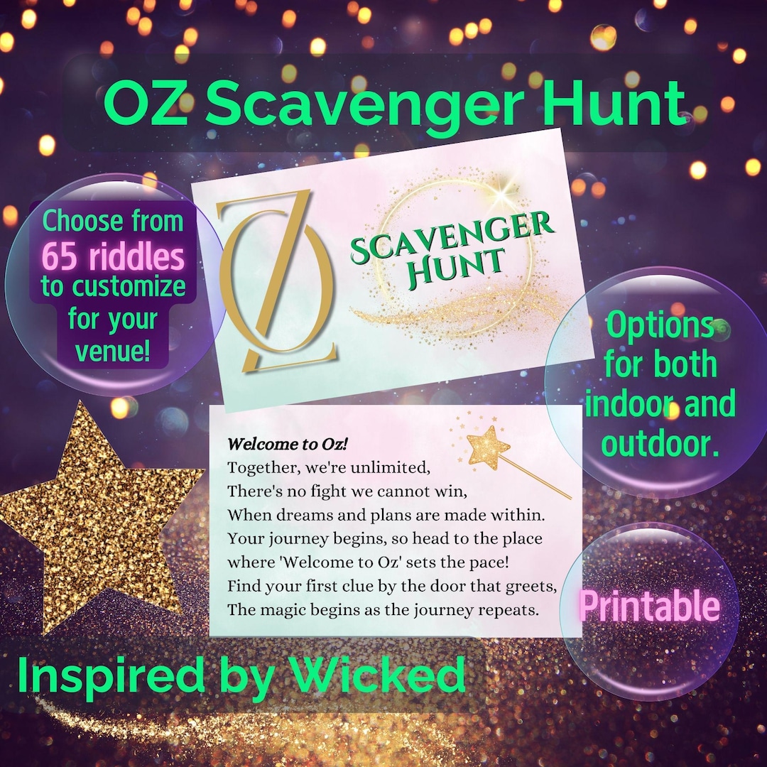 Welcome to OZ Scavenger Hunt Birthday Digital Printable, Wicked Party ...