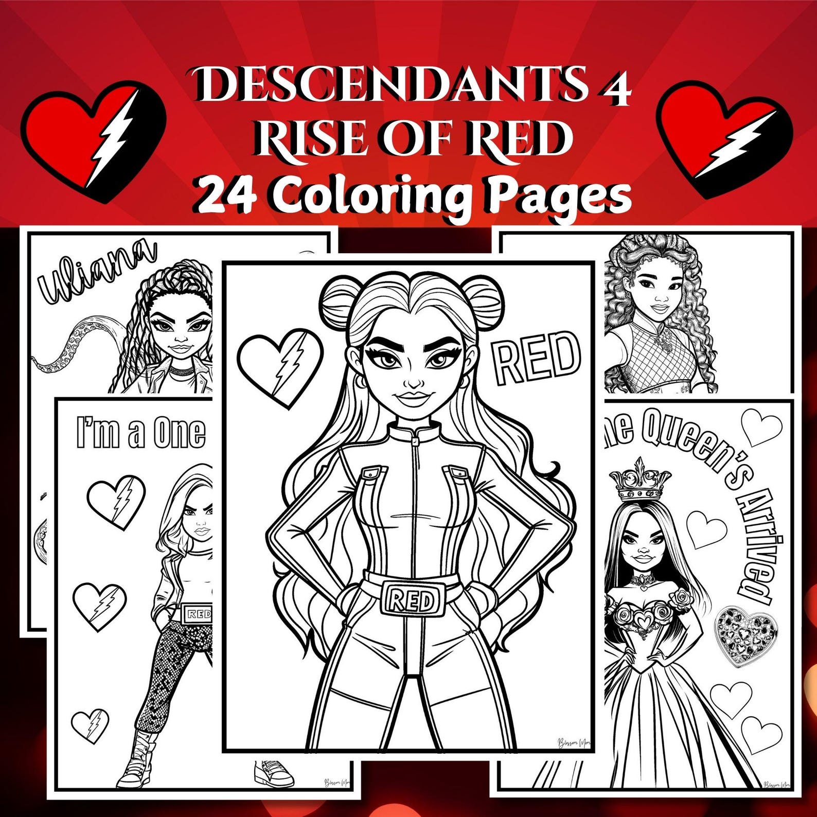 Rise of Red Coloring Pages, Descendants Color Sheets, Kids Party ...