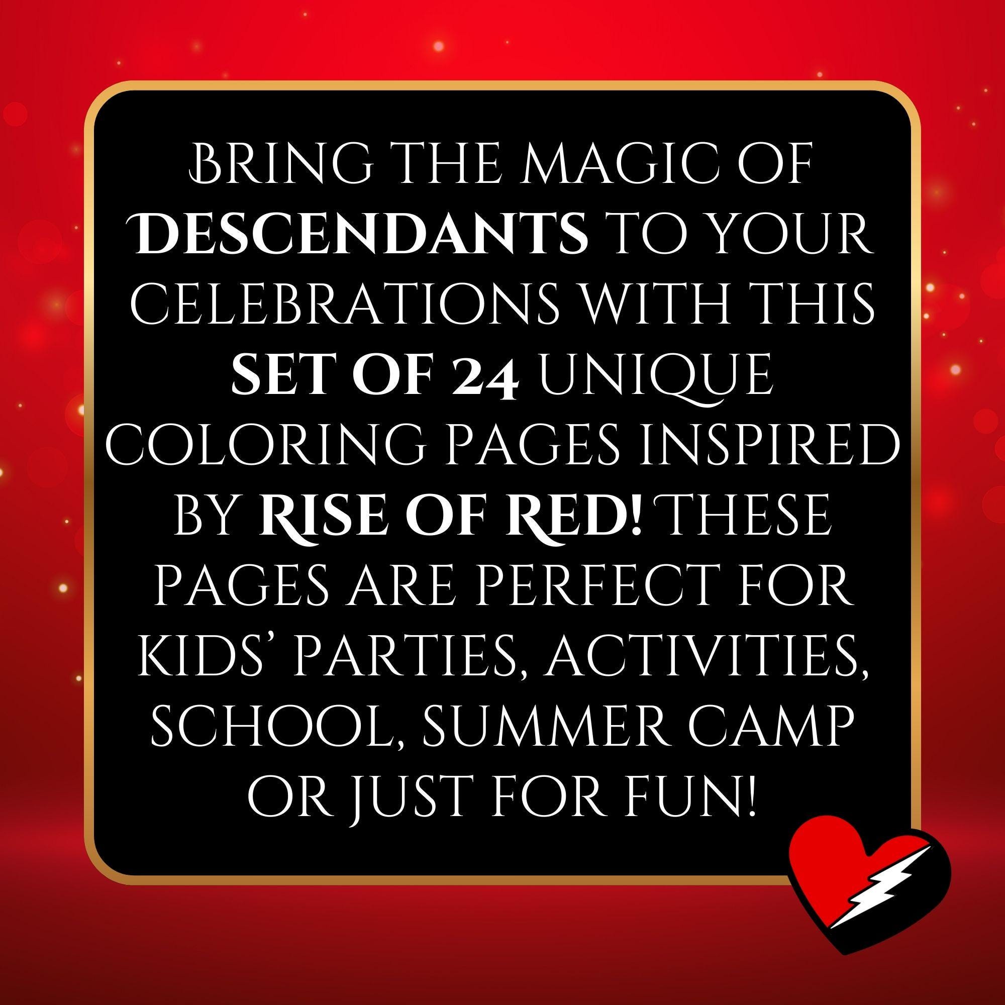Rise of Red Coloring Pages, Descendants 4 Color Sheets, Kids Party ...