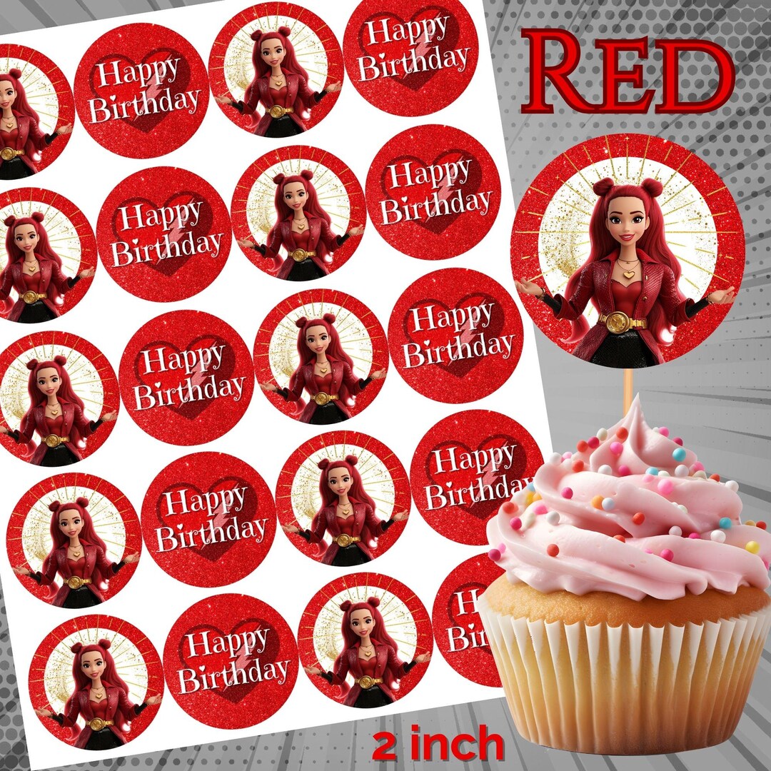 RED Printable Cupcake Toppers, Descendants 4 Rise of Red, Wicked ...