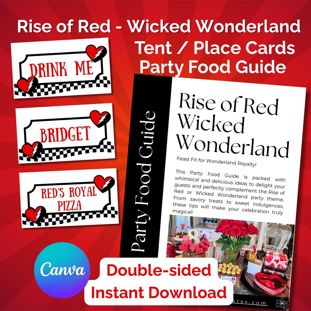 Descendants 4 Rise of Red Wicked Wonderland Place Cards Editable Tent ...