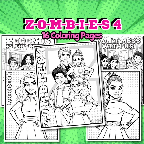 Zombies 4 Coloring Pages - Etsy
