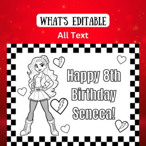 Red Descendants 4 Rise of Red Coloring Page, Custom Editable Canva ...