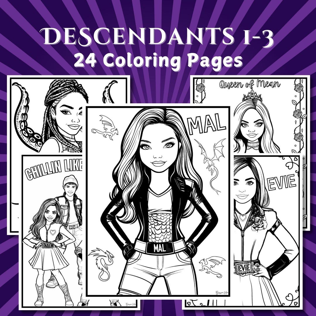 Descendants Coloring Pages Instant Download PDF Printable, Descendants ...