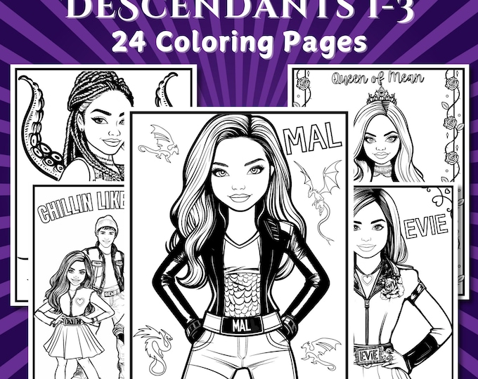 Rise of Red Coloring Pages, Descendants Color Sheets, Kids Party ...