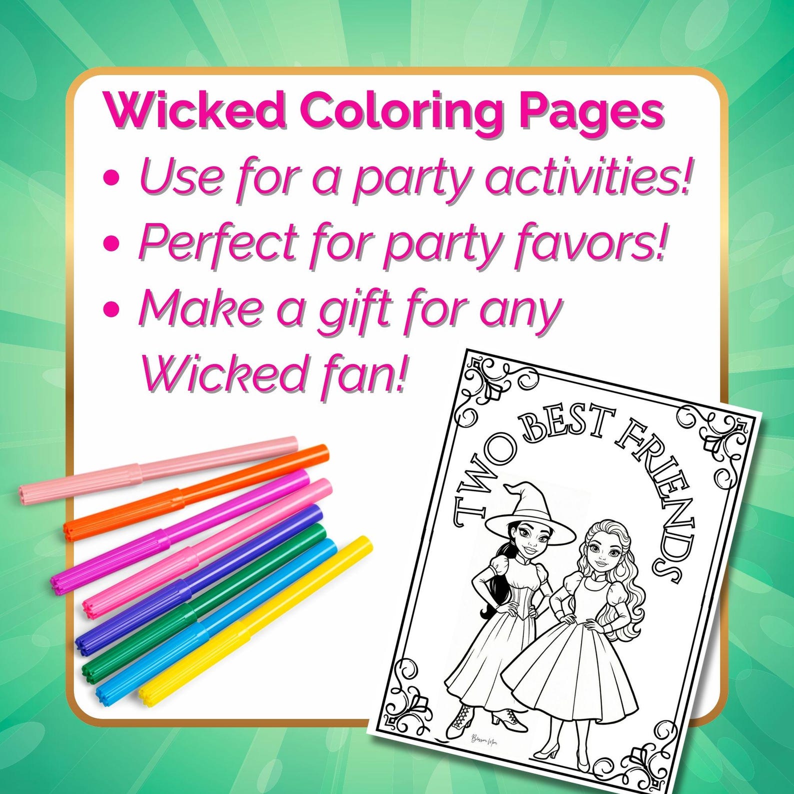 Coloring Pages Wicked Birthday Party Activity Party Favor, Printable ...