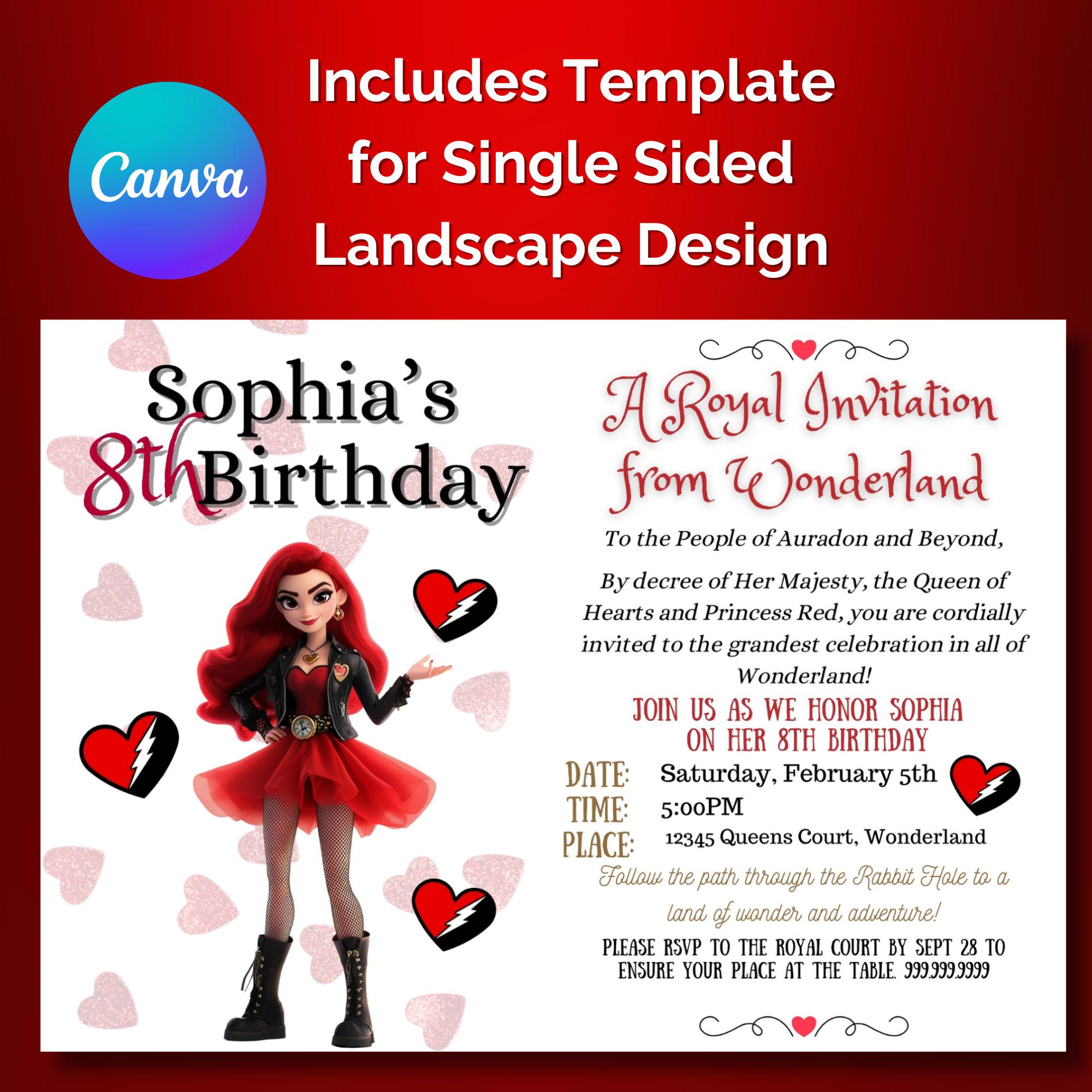 Rise of Red Birthday Invitation, Descendants 4 Birthday Invite, Wicked ...