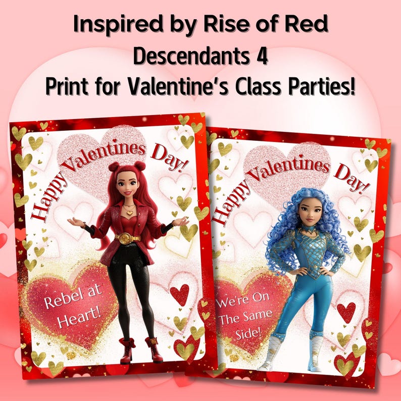 Valentines Cards, Rise of Red Descendants 4, Princess Red, School Kids ...