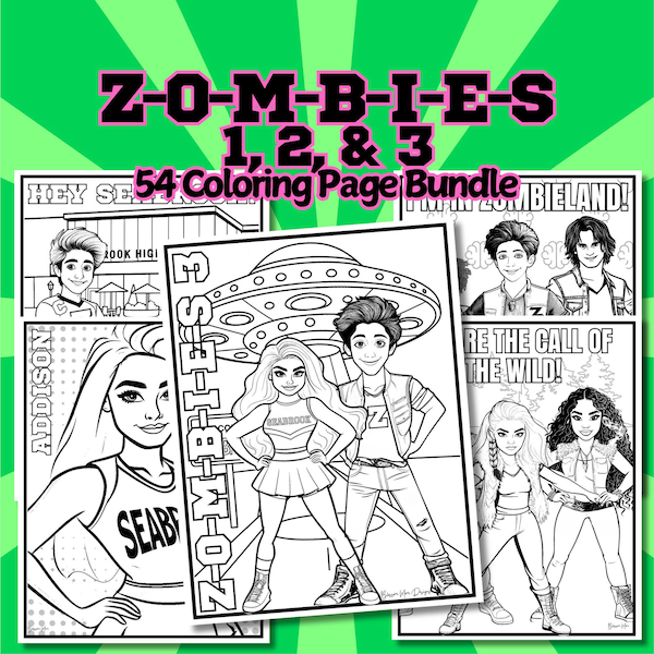 Zombies 4 Coloring Pages - Etsy