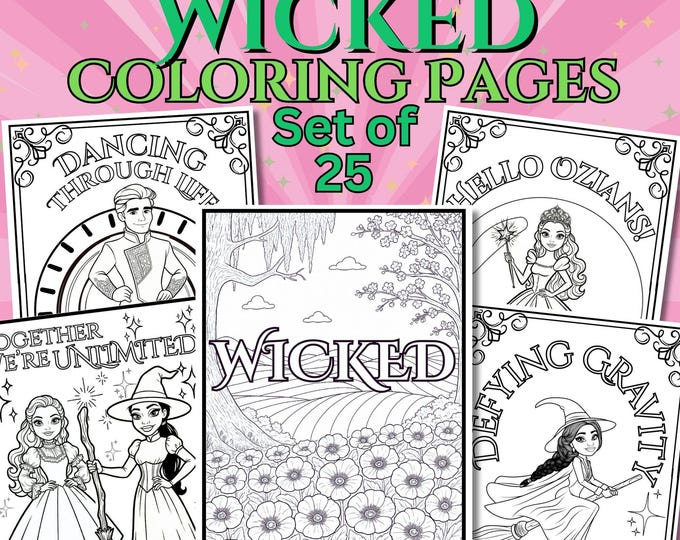 Wicked Kids Coloring Pages: Oz Characters, Kawaii Art (digital Download ...