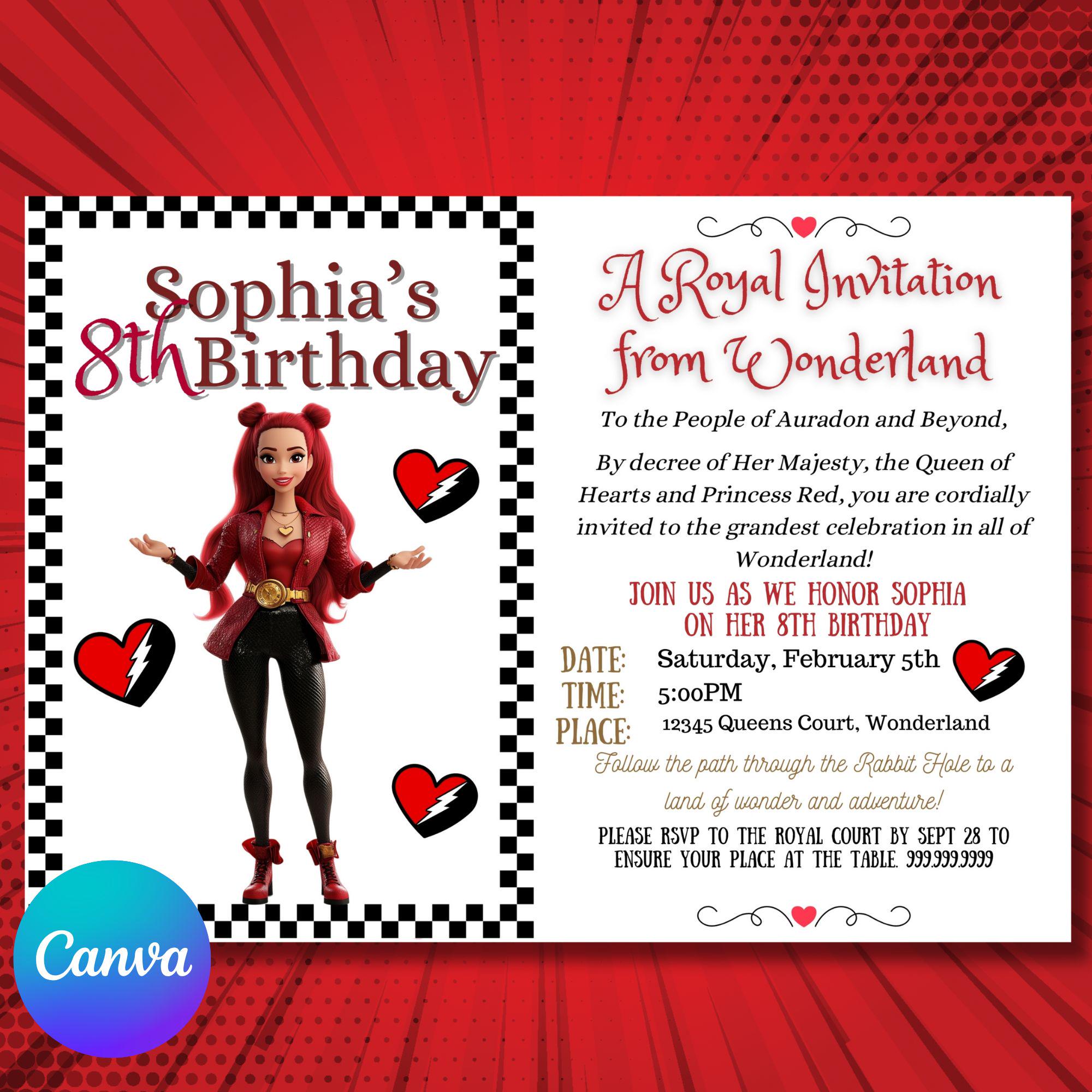 Rise of Red Birthday Invitation, Descendants 4 Birthday Invite ...