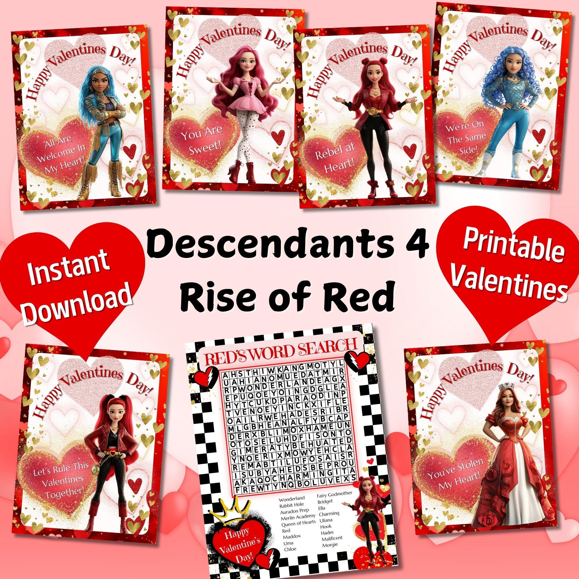 Valentines Cards, Rise of Red Descendants 4, Princess Red, School Kids ...