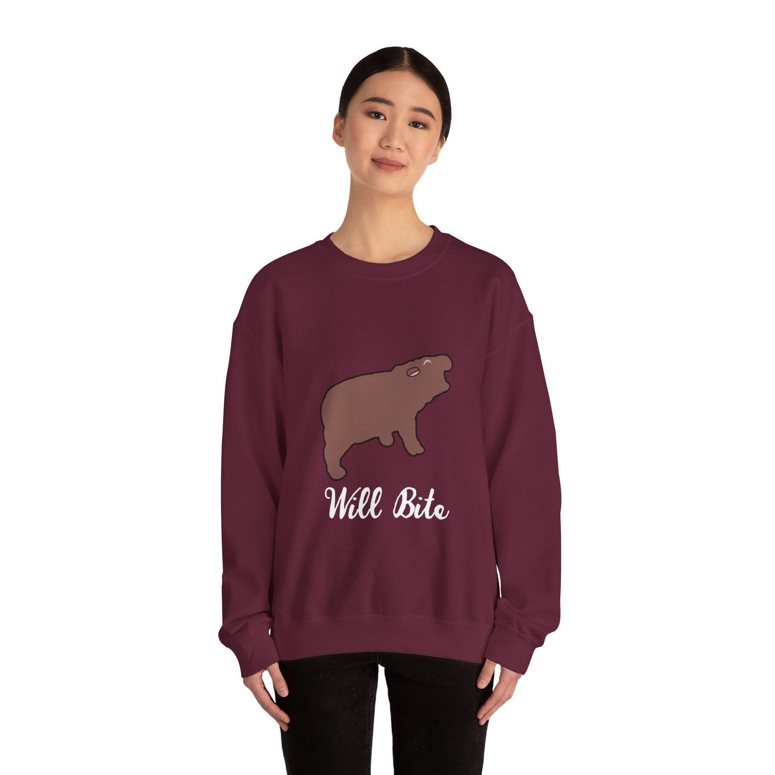 Moo Deng Bouncy Pig Viral Bite Chaos Tiktok Sweatshirt Unisex Crewneck ...