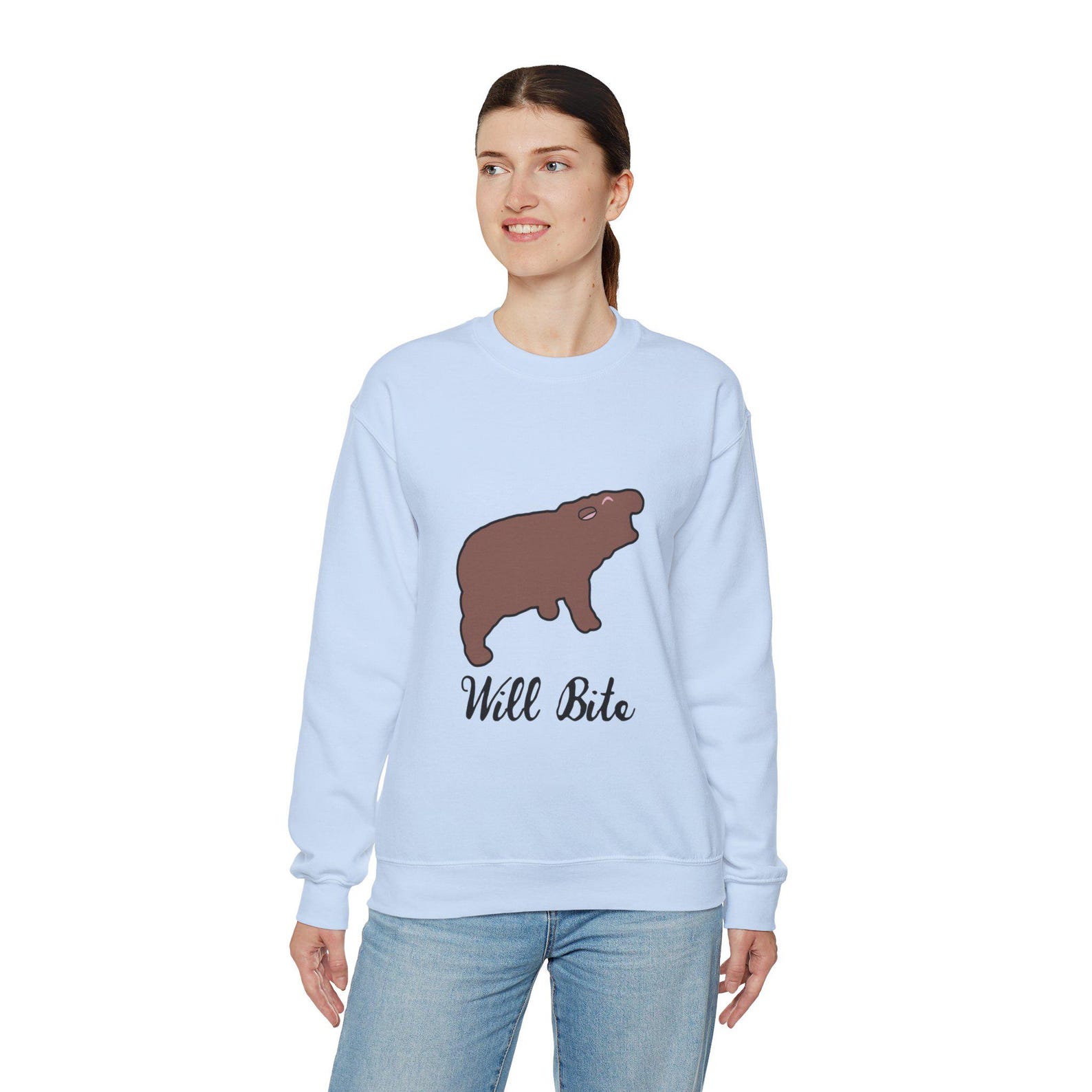 Moo Deng Bouncy Pig Viral Bite Chaos Tiktok Sweatshirt Unisex Crewneck ...