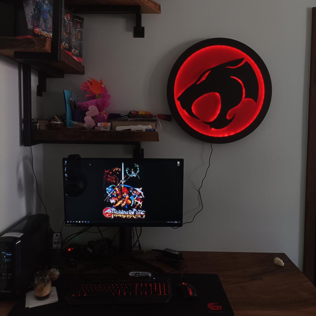 Retro LED Wall Light Handmade Thunder Cats Wood RGB Night Lamp Wall ...