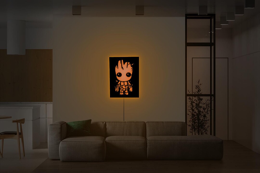 Baby Groot LED Wall Light RGB Decor Guardians of the Galaxy Wall Art ...