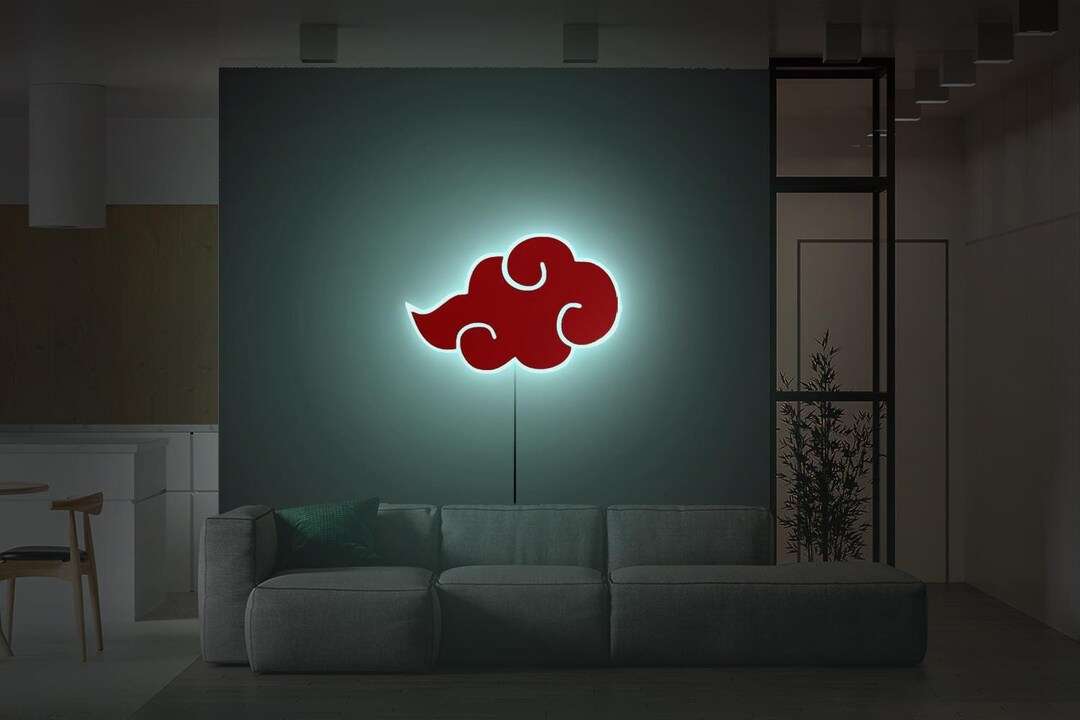 Naruto Anime Handmade Wooden Back Light RGB Akatsuki Cloud Game Room ...