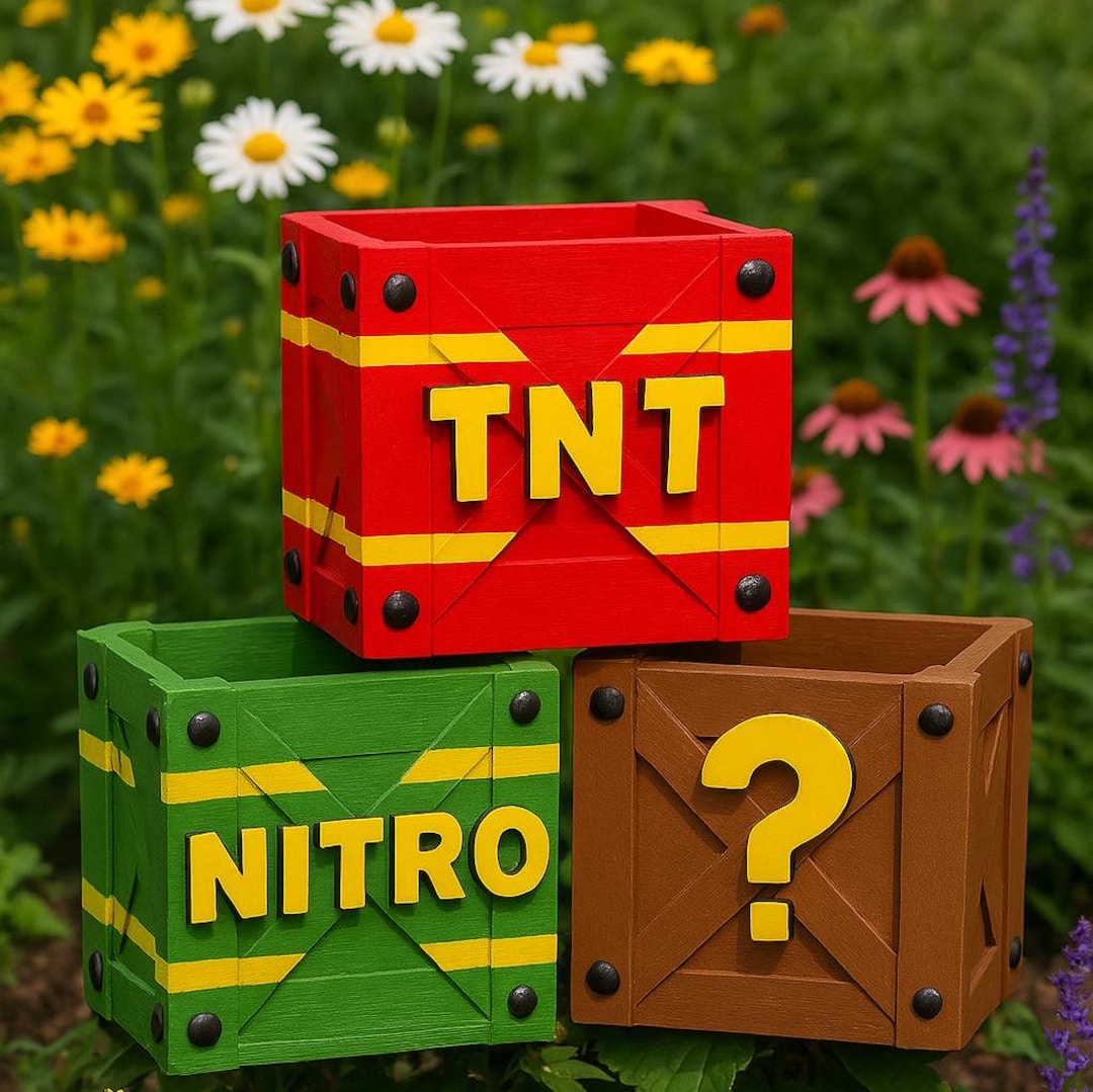 Crash Bandicoot Planter Set: Handmade Wooden Gamer Decor - Etsy