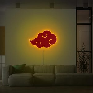 Naruto Anime Handmade Wooden Back Light RGB Akatsuki Cloud Game Room ...