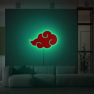 Naruto Anime Handmade Wooden Back Light RGB Akatsuki Cloud Game Room ...
